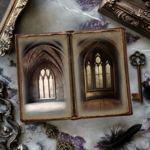 Gothic Arches Junk Journal Page, Halloween Background, Gothic Backdrop ...