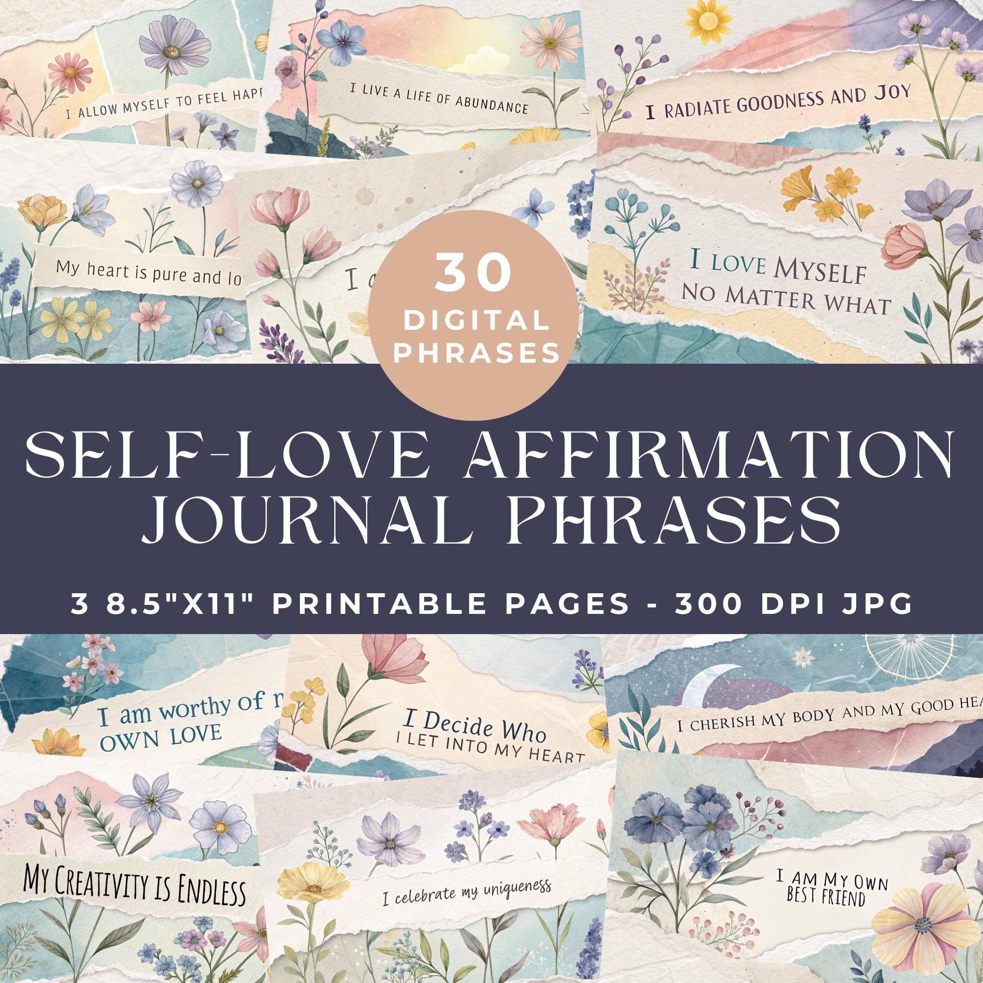 Positive Junk Journal Words, Inspiring Words and Phrases, Printable ...