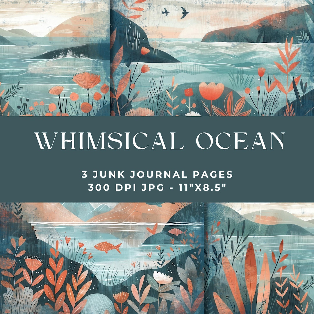 Whimsical Ocean Junk Journal Pages, Beach, Sea, Junk Journal Kit ...