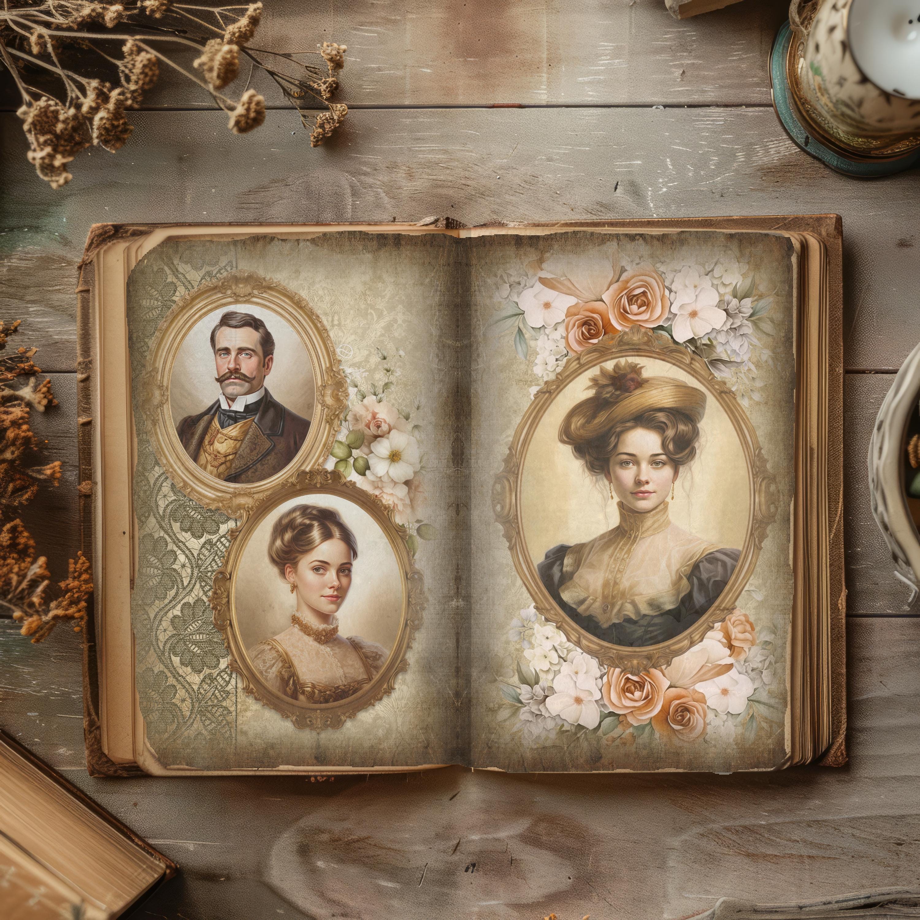 Victorian Portraits Junk Journal Pages, Junk Journal Kit, Printable ...