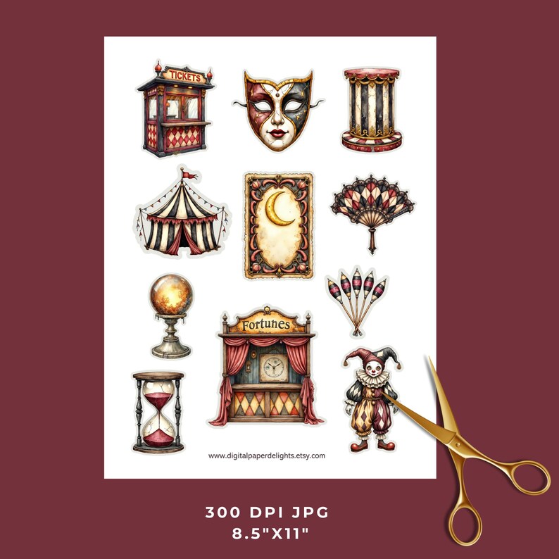 Vintage Circus Fussy Cuts for Junk Journals: Printable Ephemera Cutouts ...