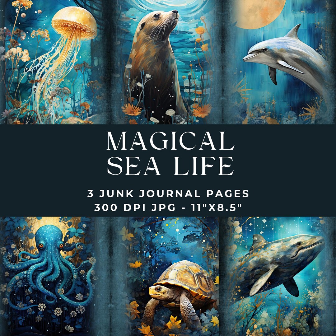 Sea Life Junk Journal Pages, Ocean Digital Paper, Journal Printable ...