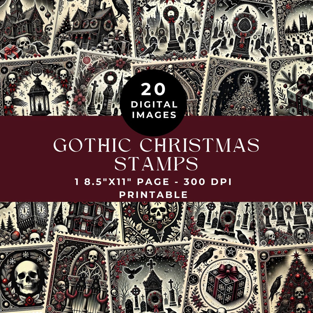 Gothic Christmas Stamps, Gothic Ephemera, Junk Journal Kit, Christmas ...