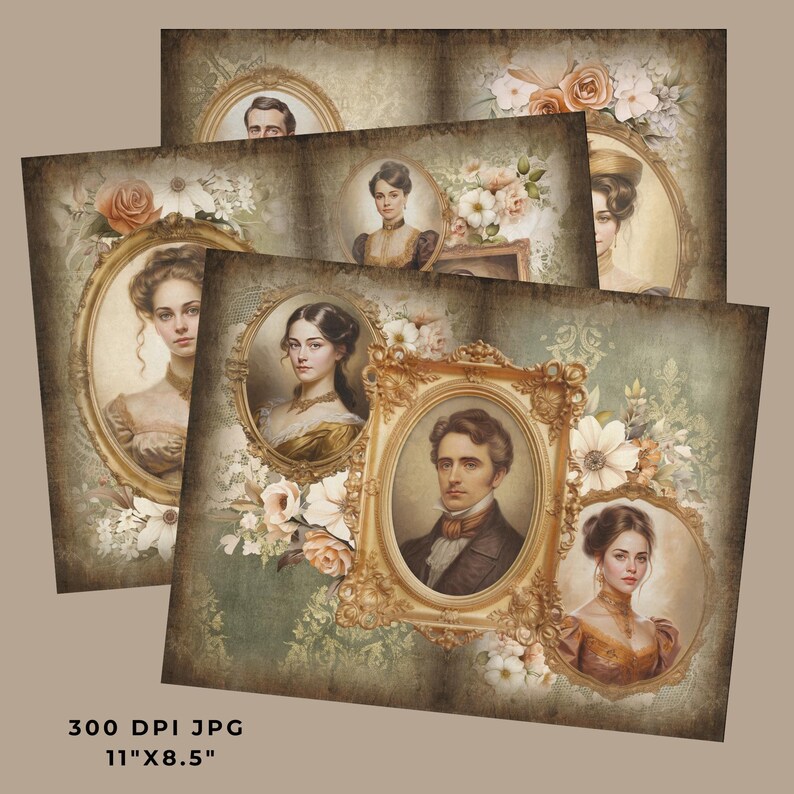 Victorian Portraits Junk Journal Pages, Junk Journal Kit, Printable ...