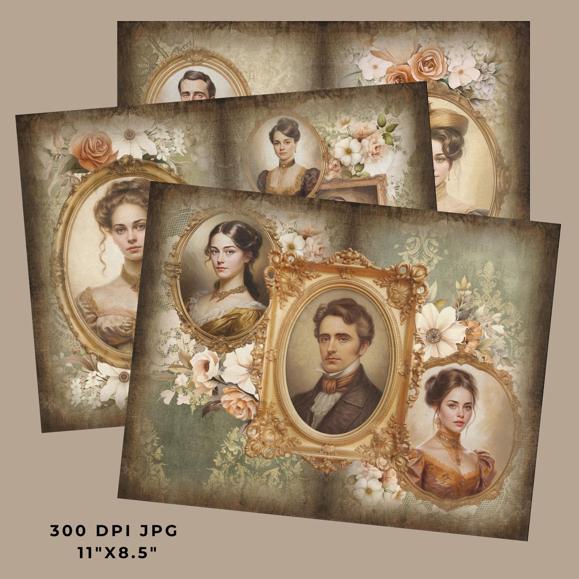 Victorian Portraits Junk Journal Pages, Junk Journal Kit, Printable ...