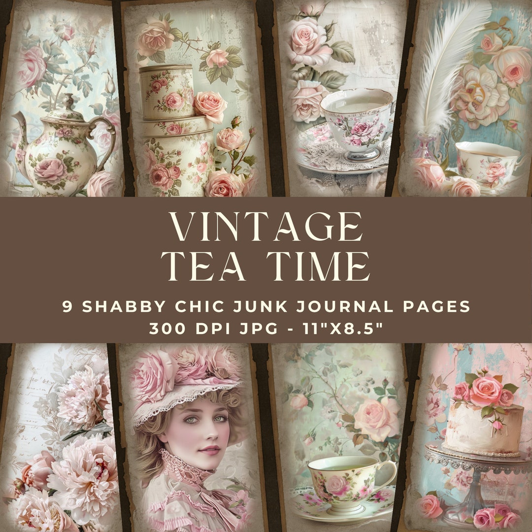 Vintage Tea Time Junk Journal Pages, Tea Cup Junk Journal Papers, Tea ...