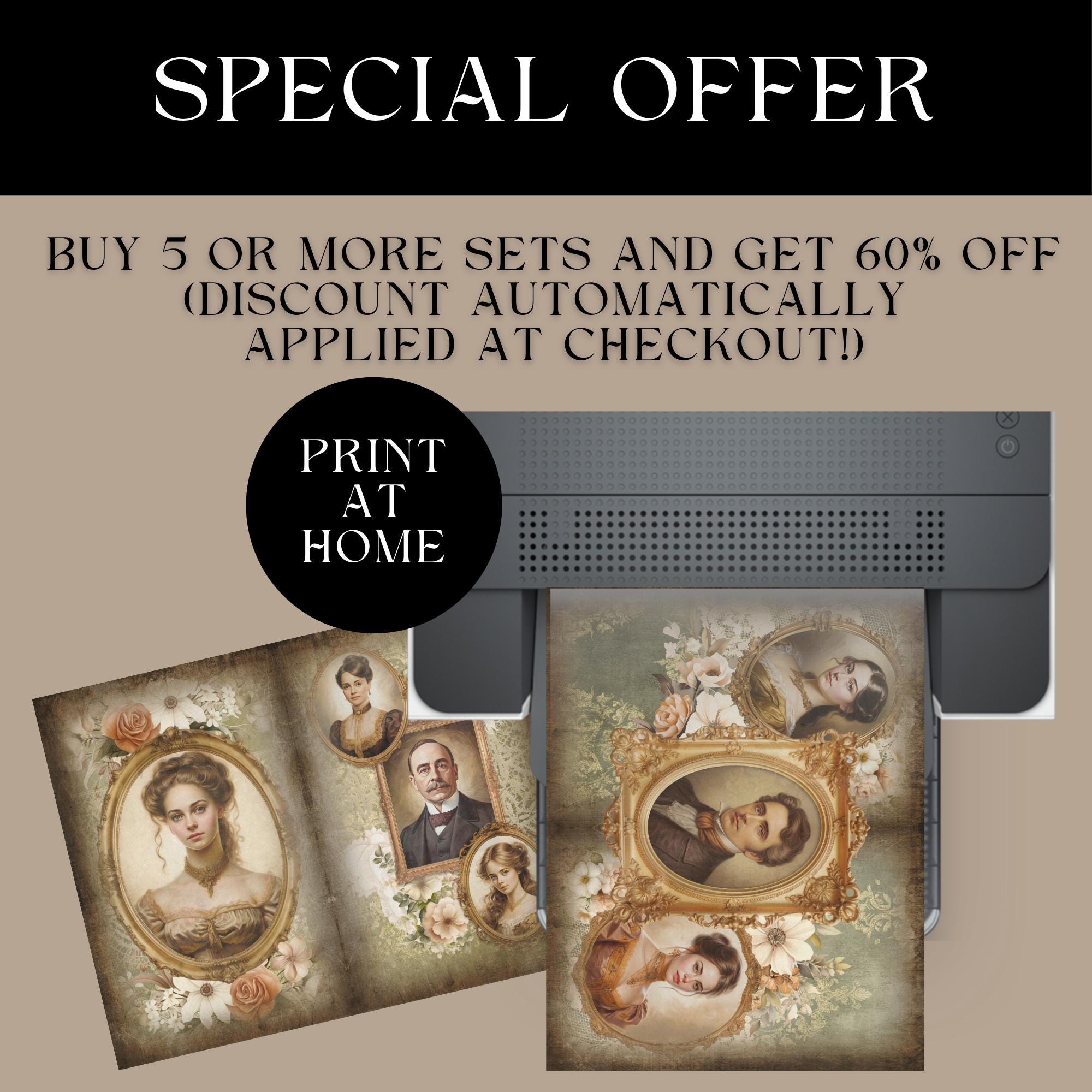 Victorian Portraits Junk Journal Pages, Junk Journal Kit, Printable ...