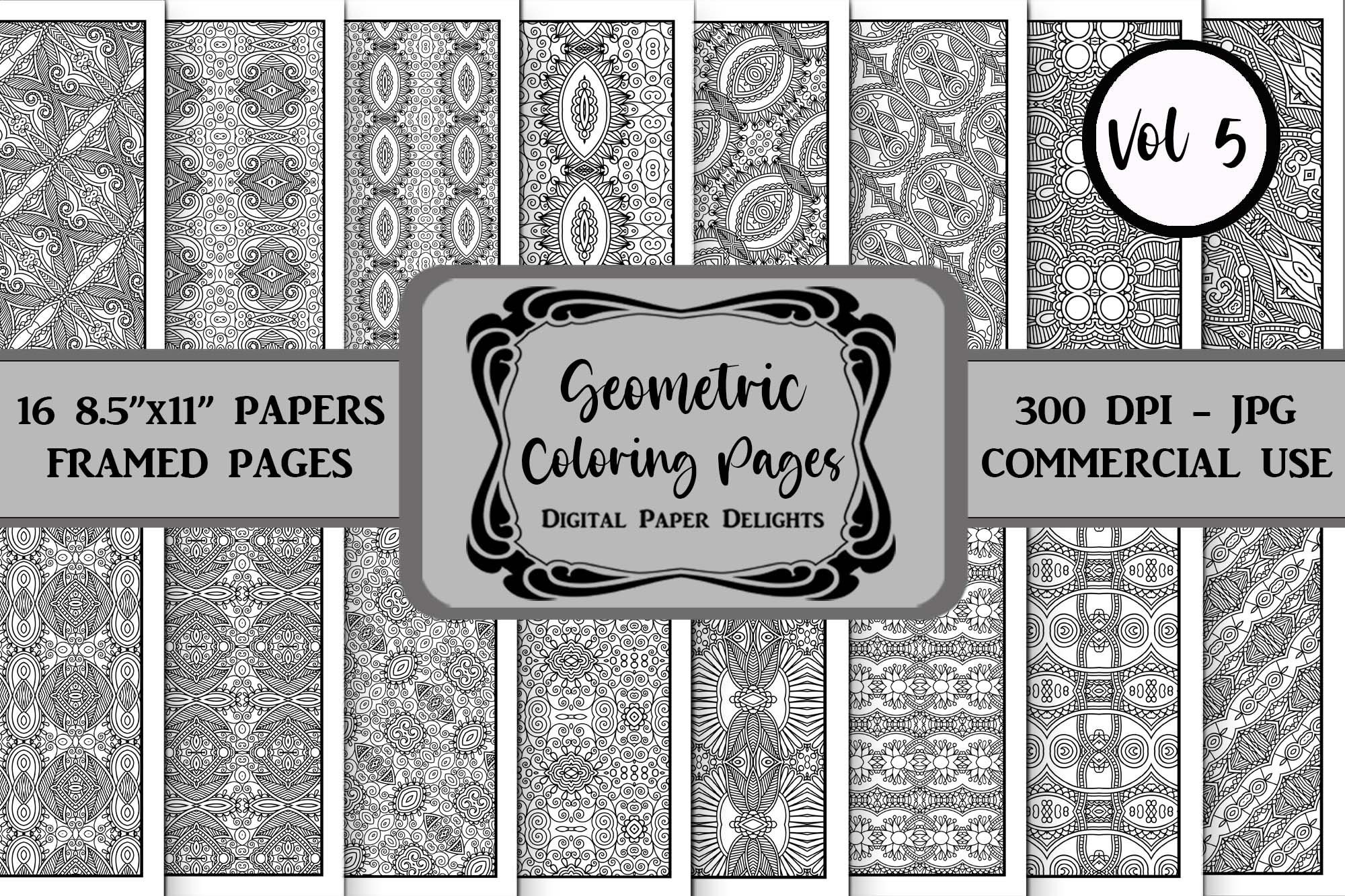 Digital Geometric Coloring Bundle Adult Coloring Pages - Etsy