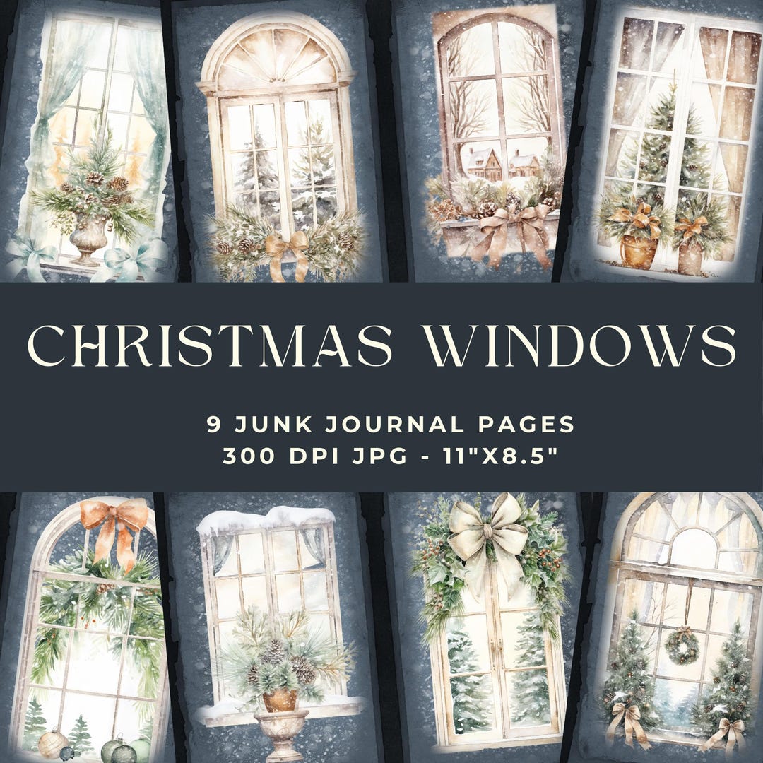 Christmas Windows Junk Journal Page, Printable Journal, Digital Paper ...