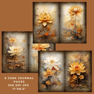 Lotus Junk Journal Page, Junk Journal Kit, Printable Journal, Digital ...