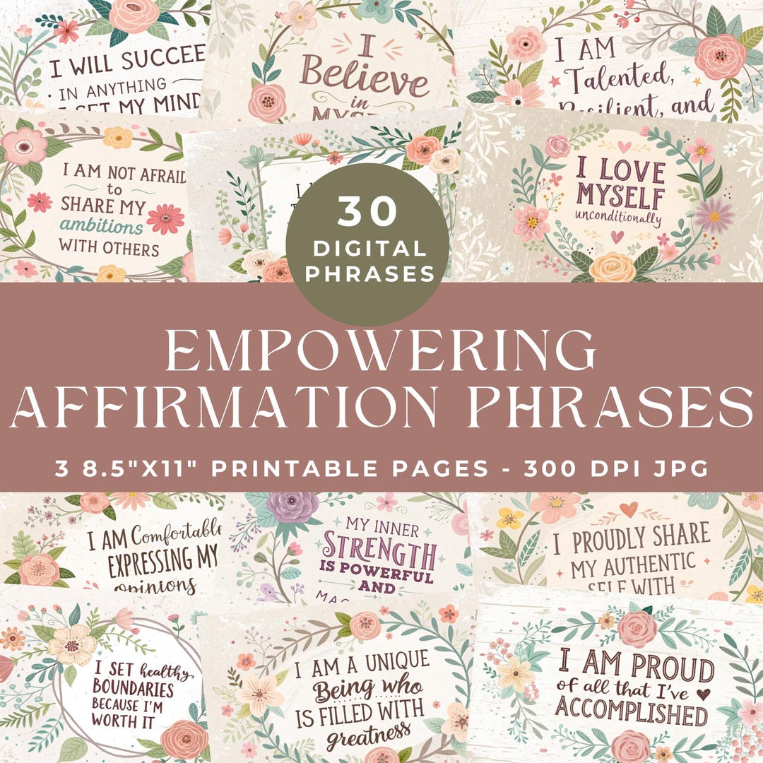 Empowering Affirmation Junk Journal Words, Positive Words and Phrases ...