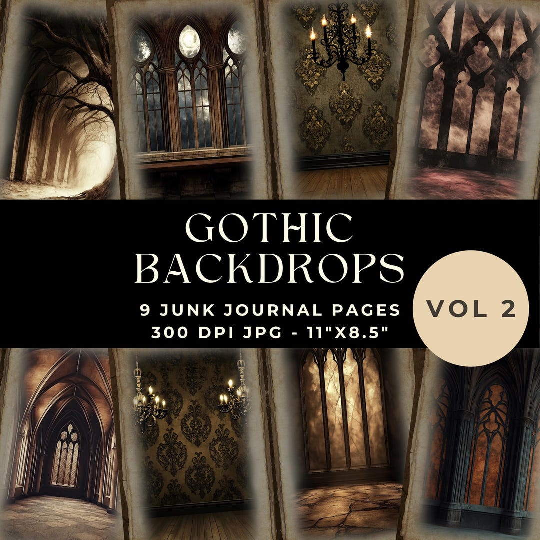 Gothic Junk Journal Page, Gothic Background, Gothic Backdrop, Printable ...