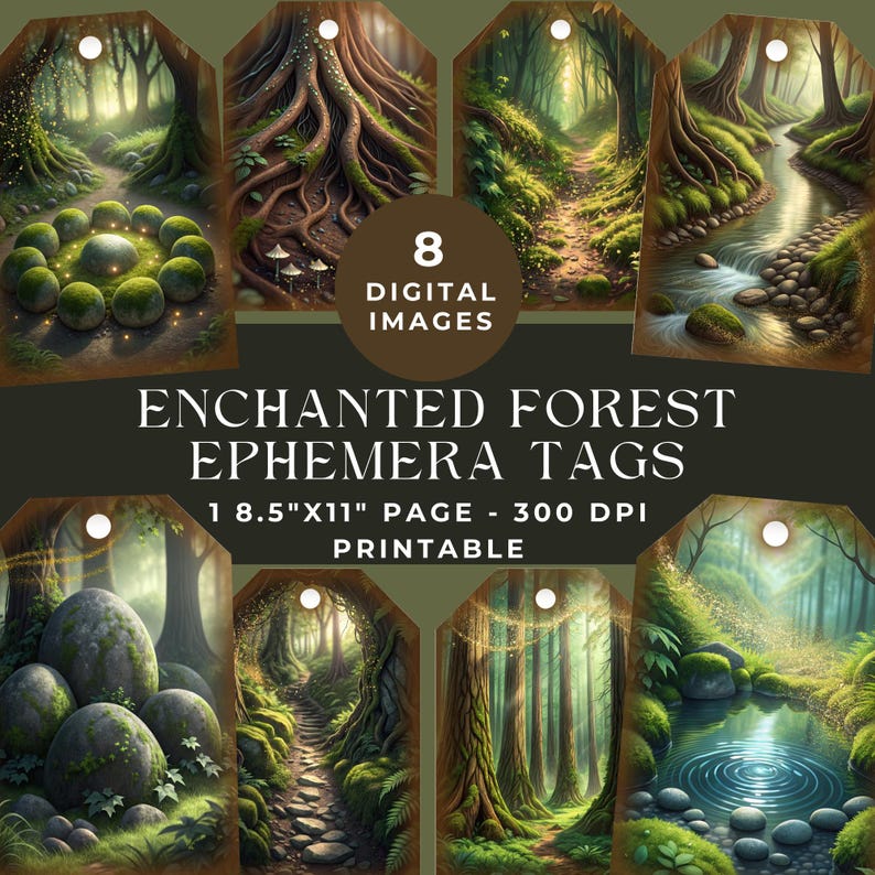 Enchanted Forest Ephemera Tags, Vintage Ephemera, Digital Scrapbooking ...