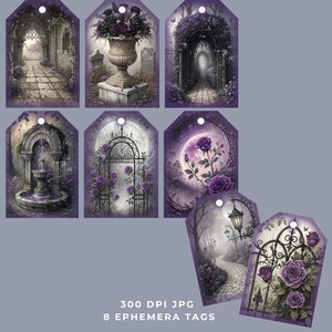 Gothic Garden Ephemera Tags, Vintage Ephemera, Digital Scrapbooking ...