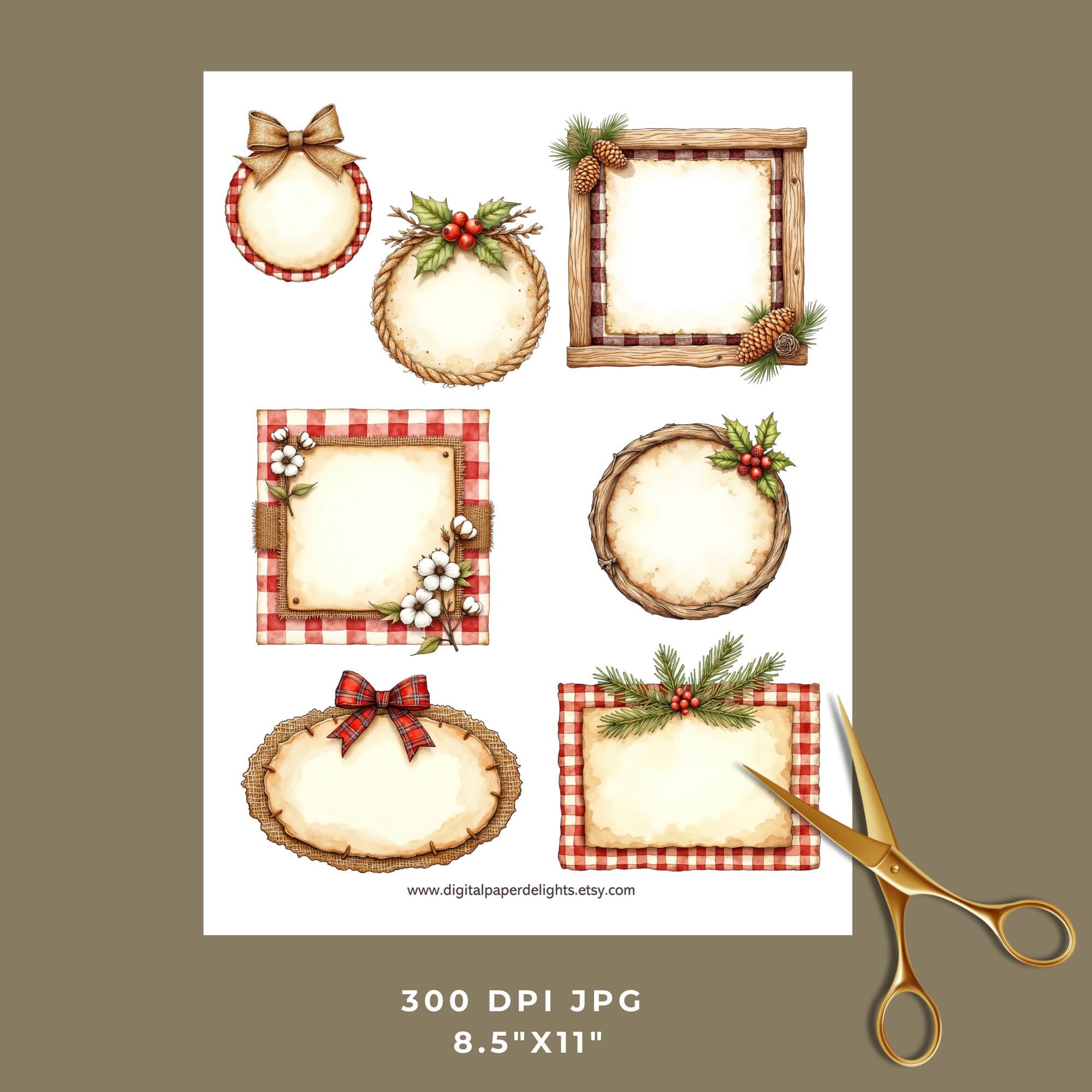 Farmhouse Christmas Blank Labels: Rustic Holiday Printable Ephemera ...