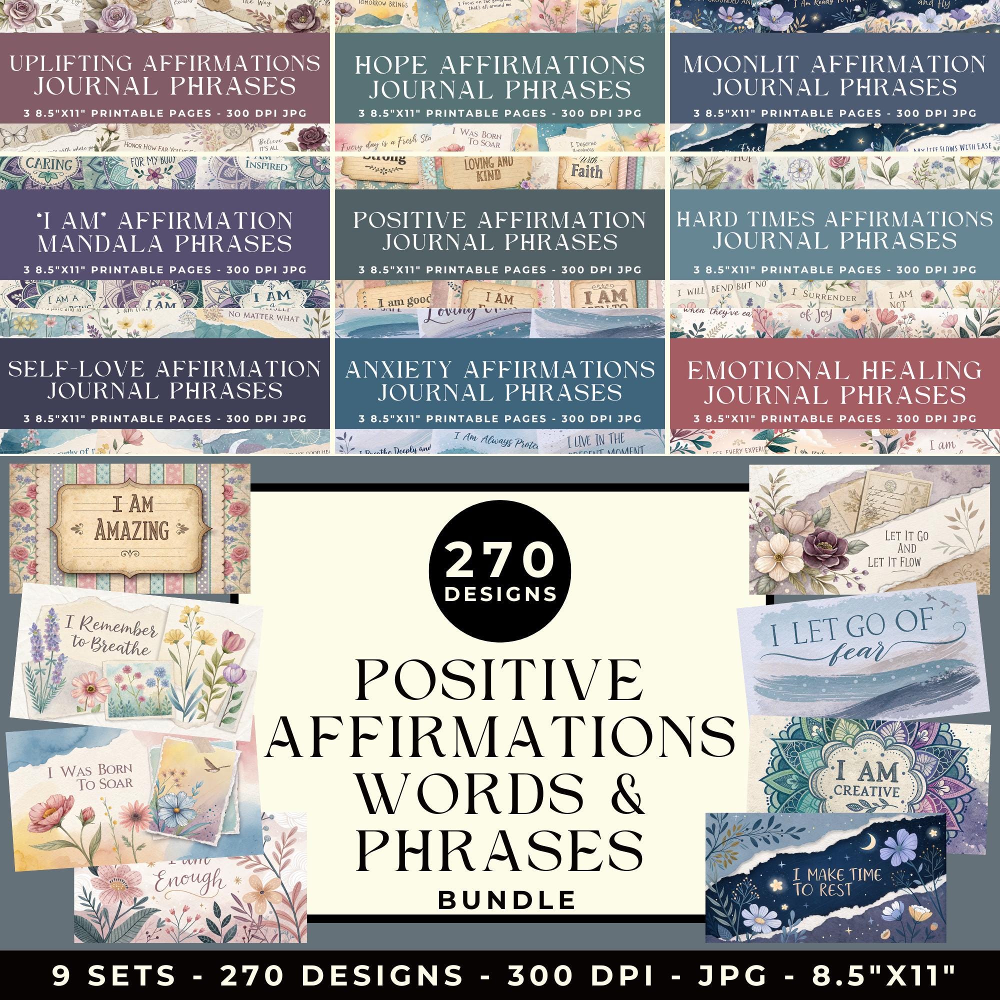 Positive Affirmations Junk Journal Words Mega Bundle, Inspirational ...