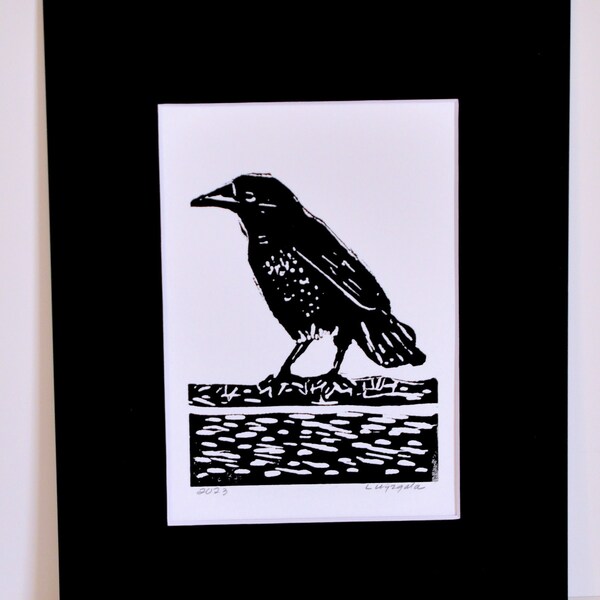 American Crow Print, Crow Moon Print, Original Print, Wall Art Decor ...