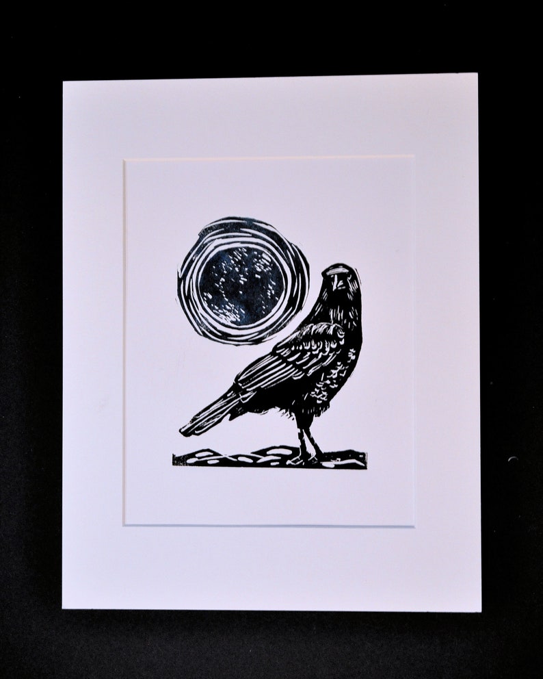American Crow Print, Crow Moon Print, Original Print, Wall Art Decor ...
