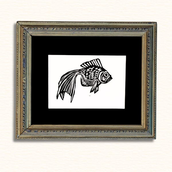 Fish Linocut - Etsy
