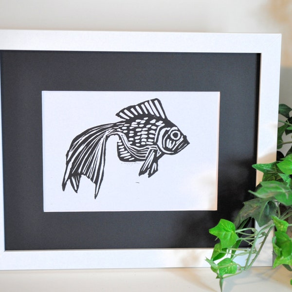 Fish Linocut - Etsy