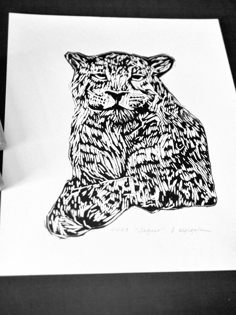 Jaguar Linocut Prints, Hand Carved and Pulled Print, Wall Art Decor ...