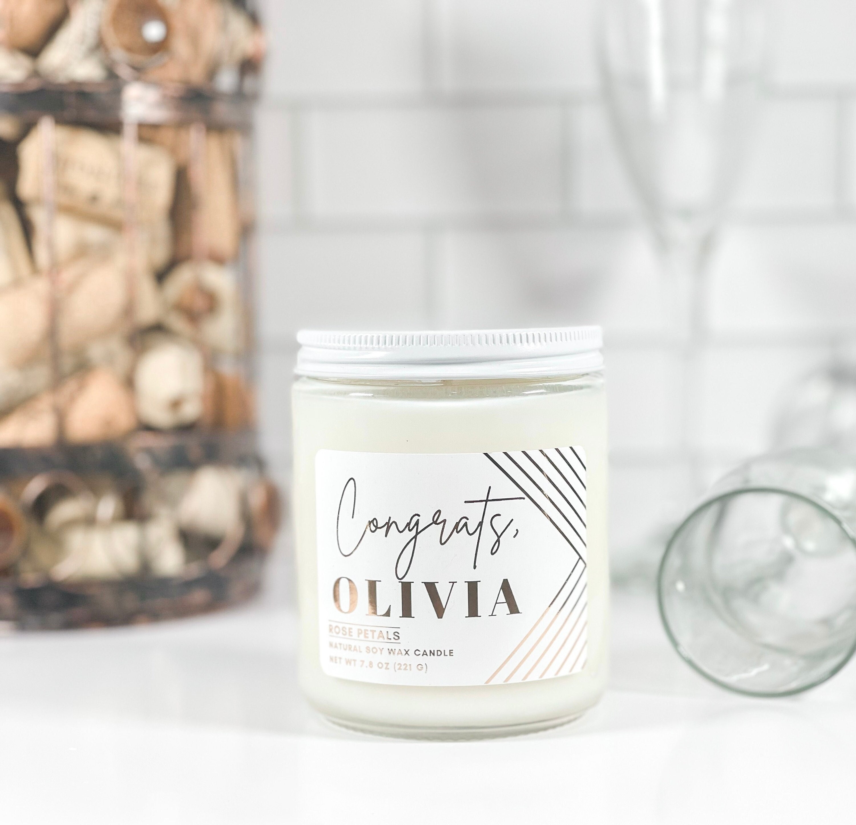 Personalized Congrats Candle | Custom Candle Gift | Handmade Soy Candle ...