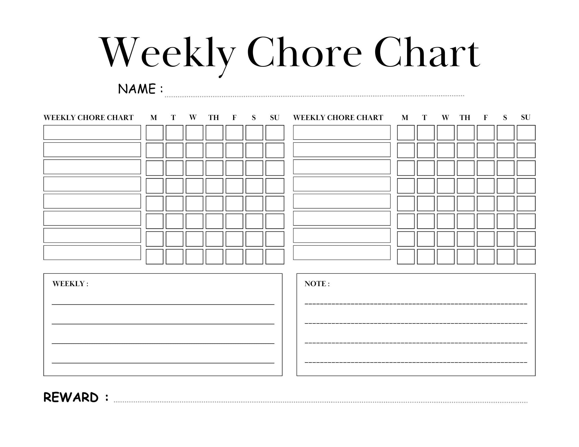 Weekly Chore Chart, Responsibility Chart, Daily Routine Chores ...