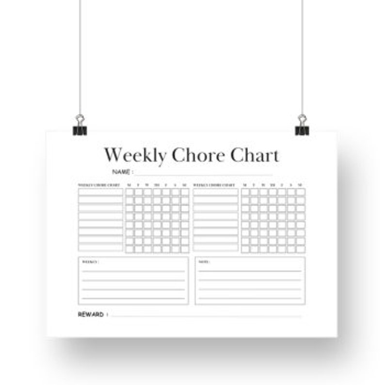 Weekly Chore Chart, Responsibility Chart, Daily Routine Chores ...