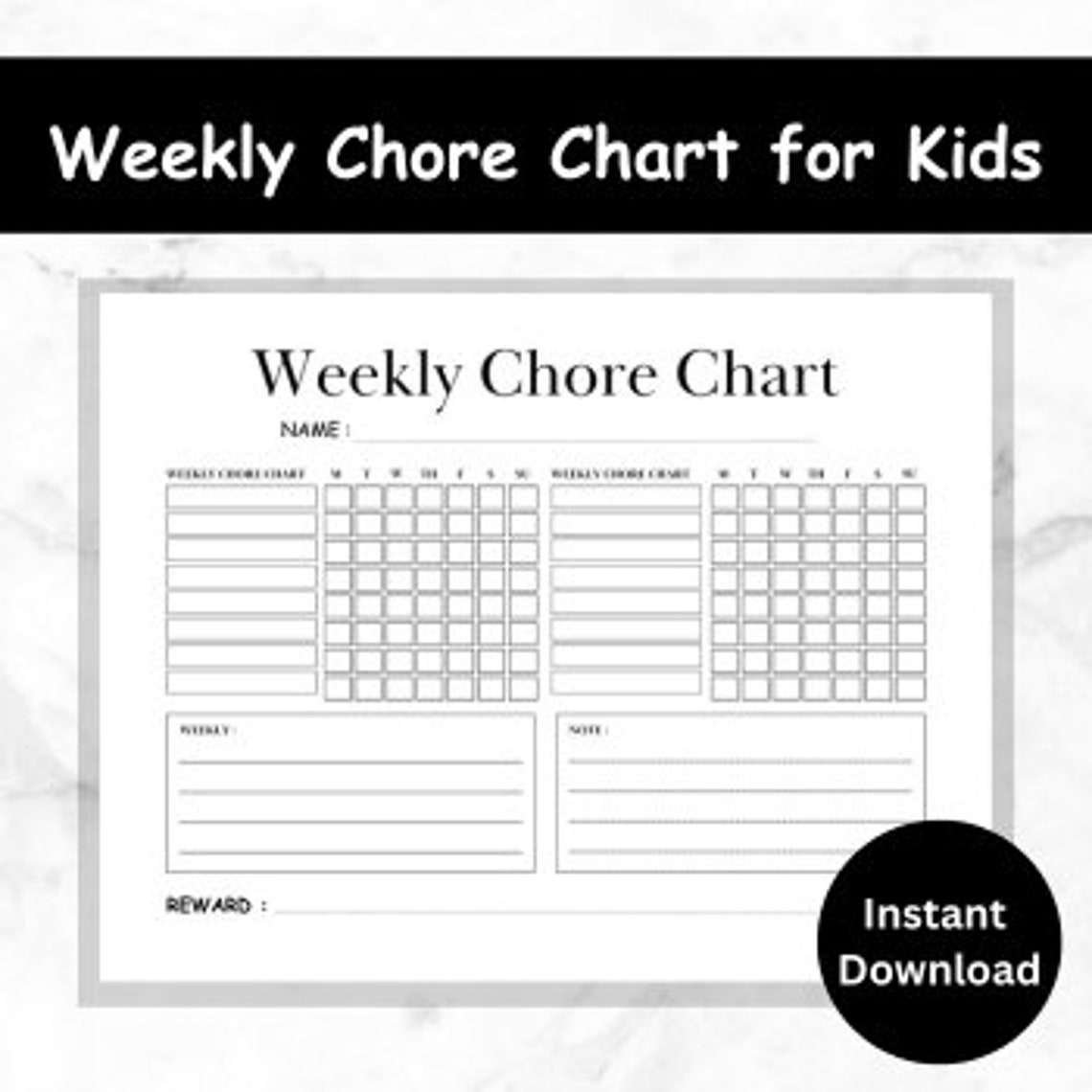 Weekly Chore Chart, Responsibility Chart, Daily Routine Chores ...