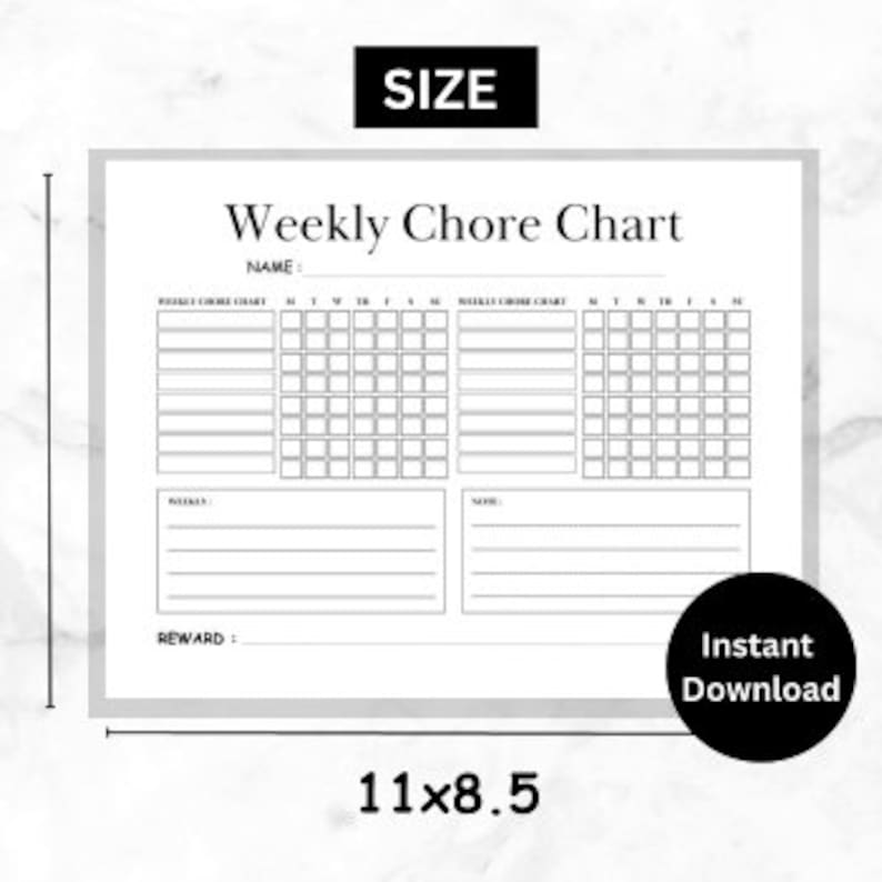 Weekly Chore Chart, Responsibility Chart, Daily Routine Chores ...