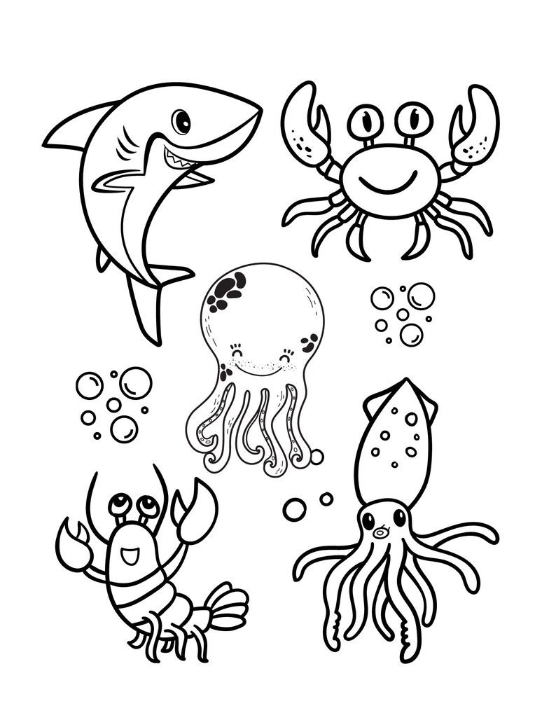 Sea Animals Coloring Pages25 Printable Animals Under the Sea - Etsy