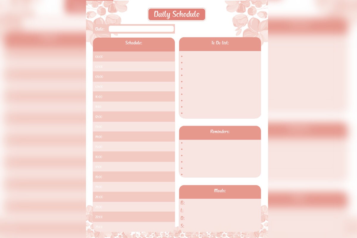 Pink Aesthetic Daily Schedule- Agenda With Multiple Sizes- 6x9, 7.5 X 9 ...