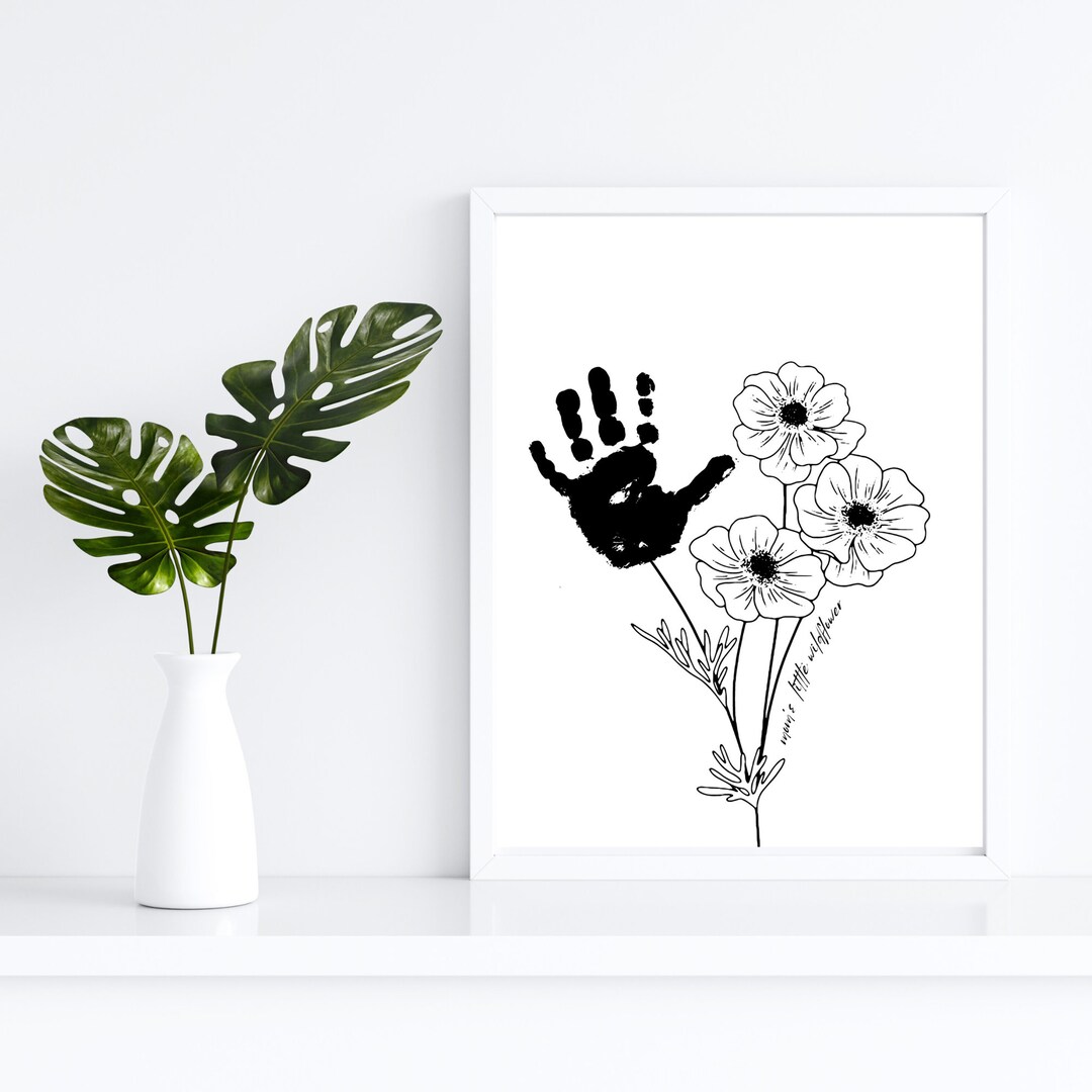 Flower Hand Print Art, Digital Download, DIY Gift for Mom, Kids ...