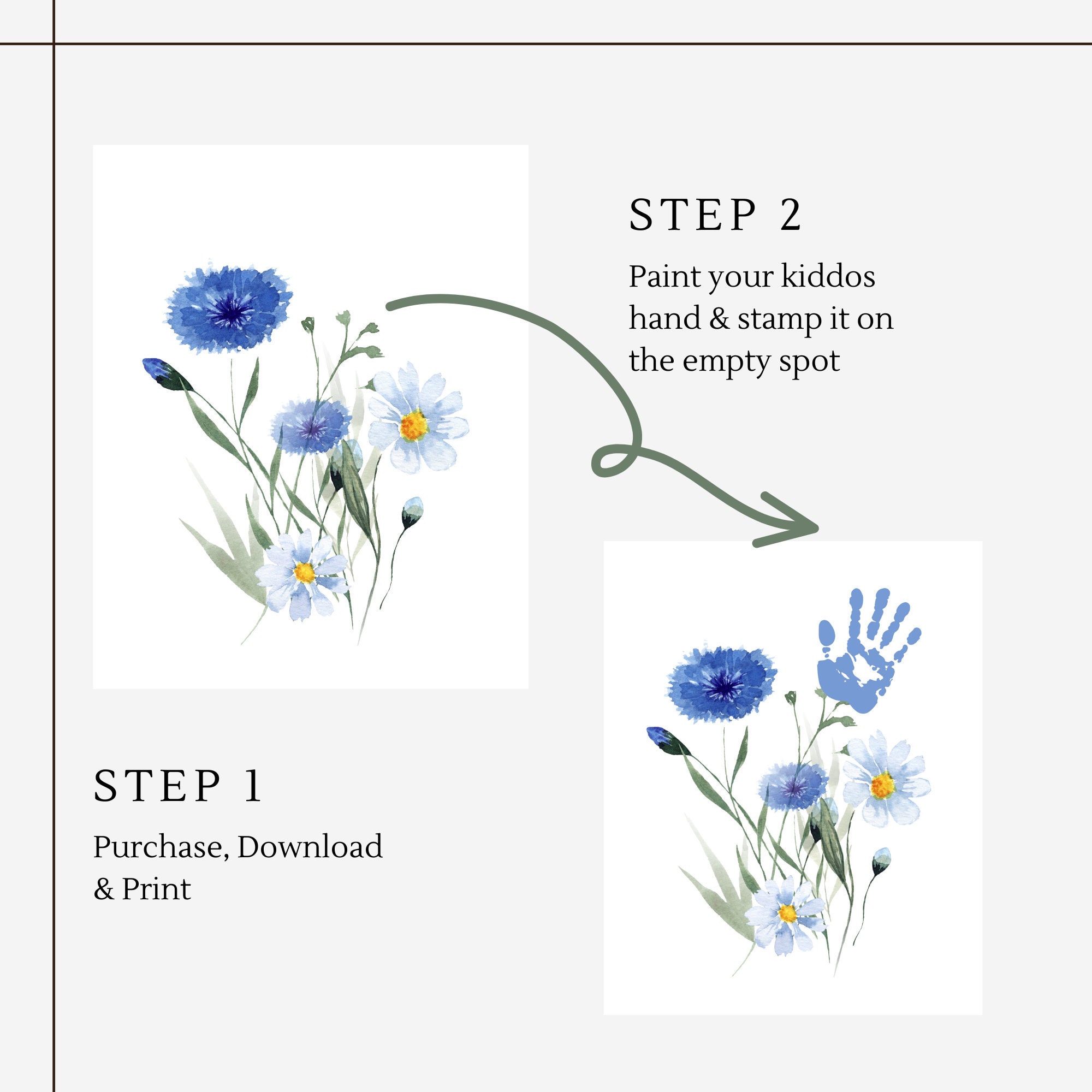 Flower Hand Print Art, Digital Download, DIY Gift for Mom, Kids ...