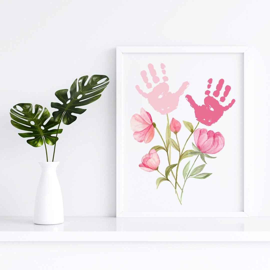 Flower Hand Print Art, Digital Download, DIY Gift for Mom, Kids ...