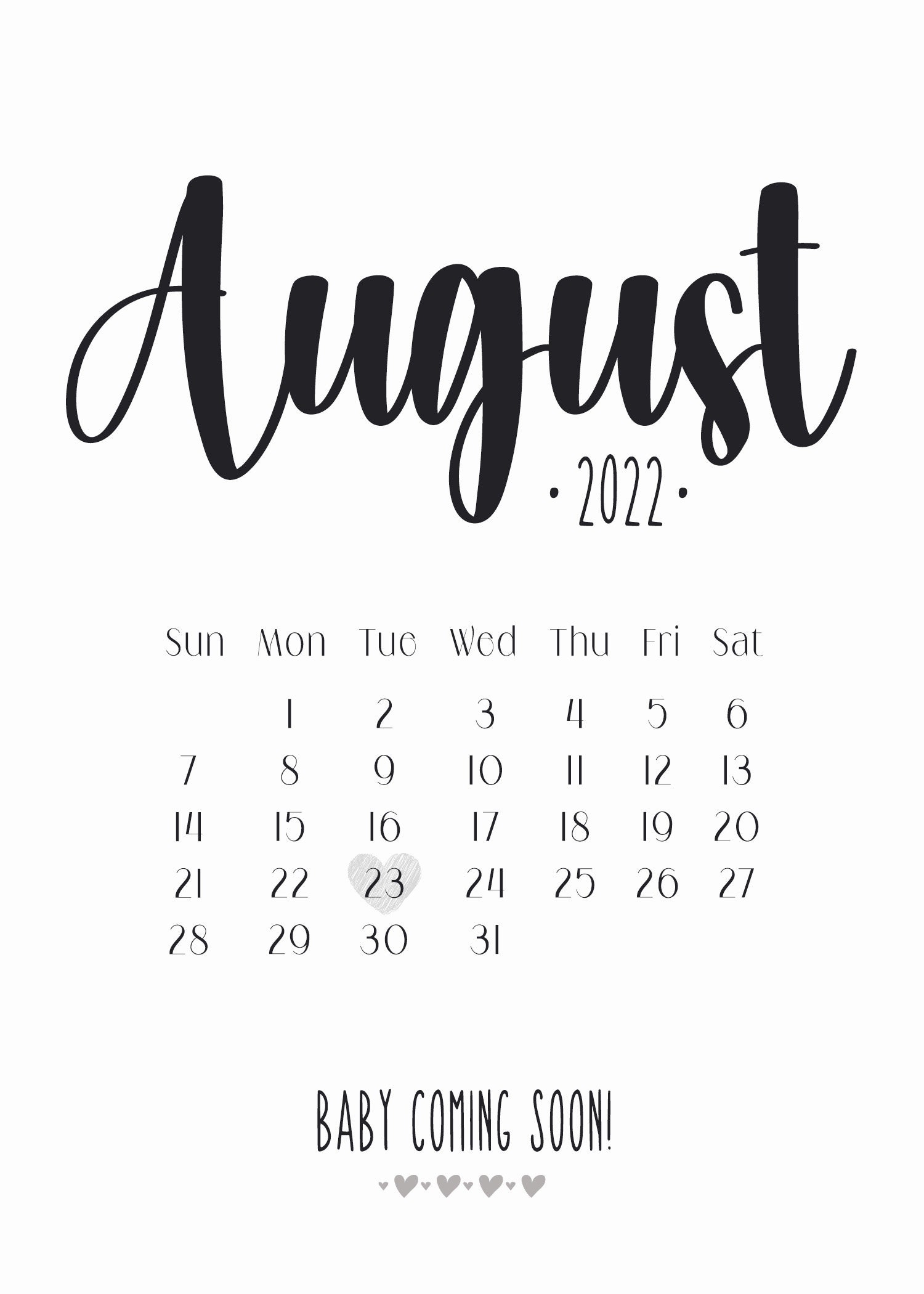Pregnancy Announcement Calendar, Digital Download, Baby Announcement ...