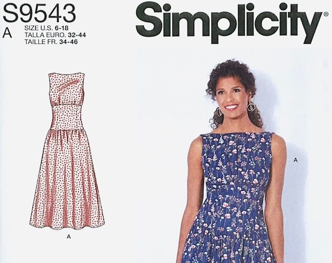 Simplicity 9543 Dress Sewing Pattern for Women, Boat Neckline, Fitted ...