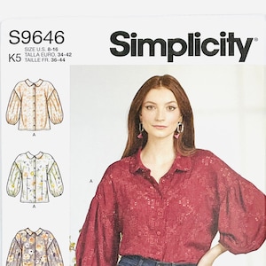 Simplicity 9646 Sewing Pattern, Easy Button Front Top Sewing Pattern ...