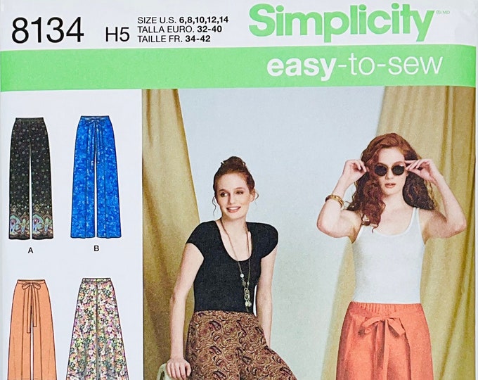 Simplicity 8134 Wrap and Tie Wide Leg Pant Skirt Sewing Pattern for ...