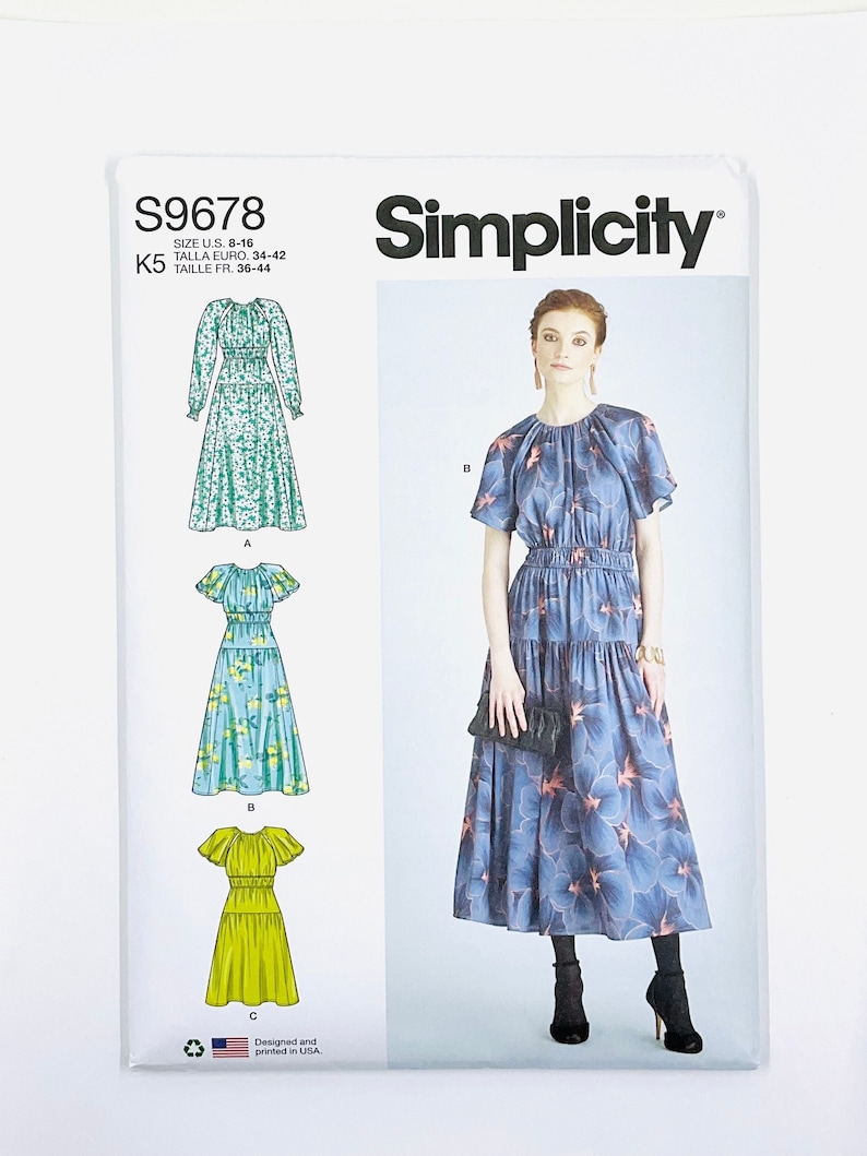 Simplicity 9678 Dress Sewing Pattern for Women, Gathers, Raglan ...