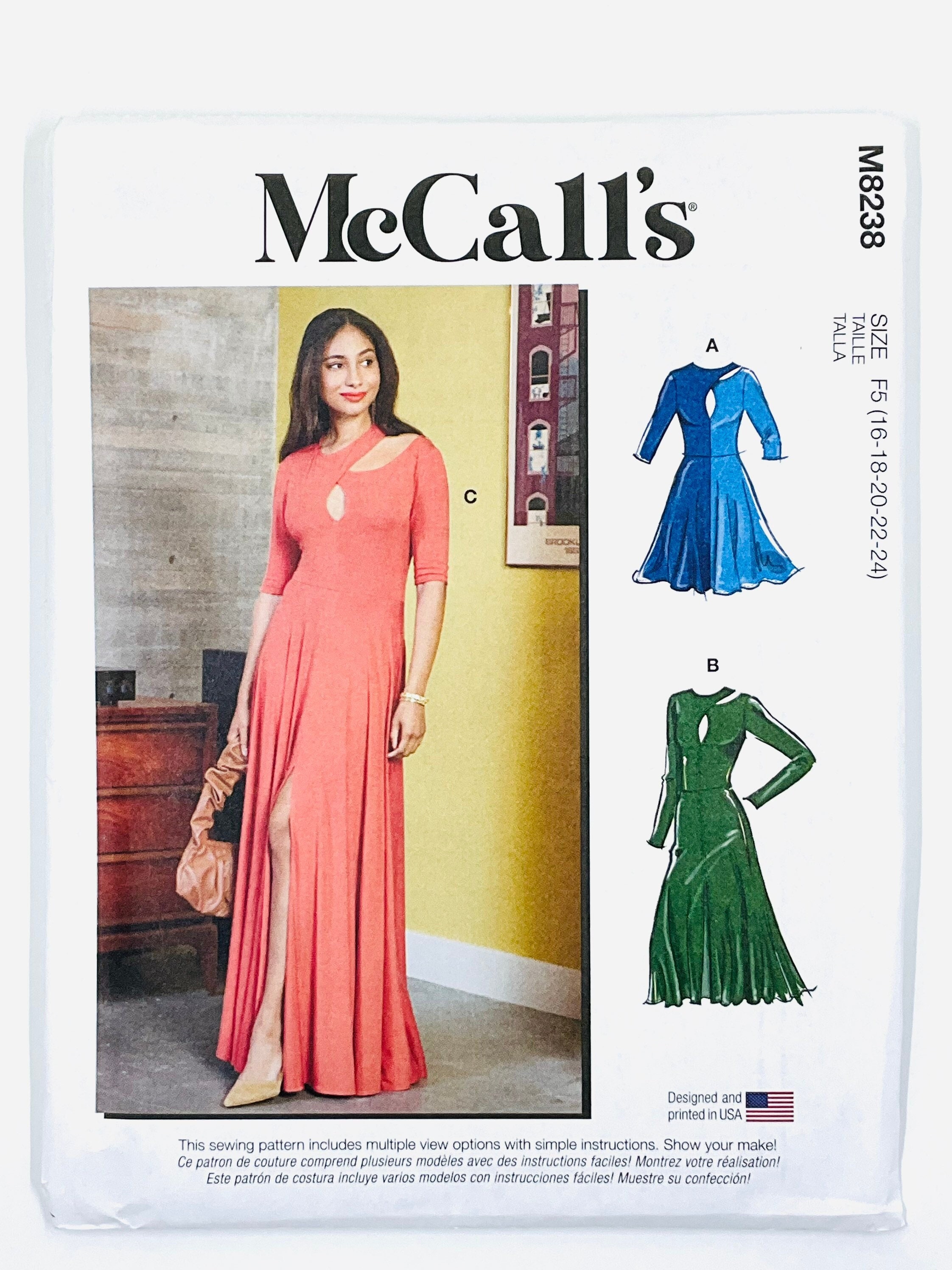 Mccall's 8238 Misses' Dresses, Size 6-8-10-12-14 or 16-18-20-22-24 - Etsy