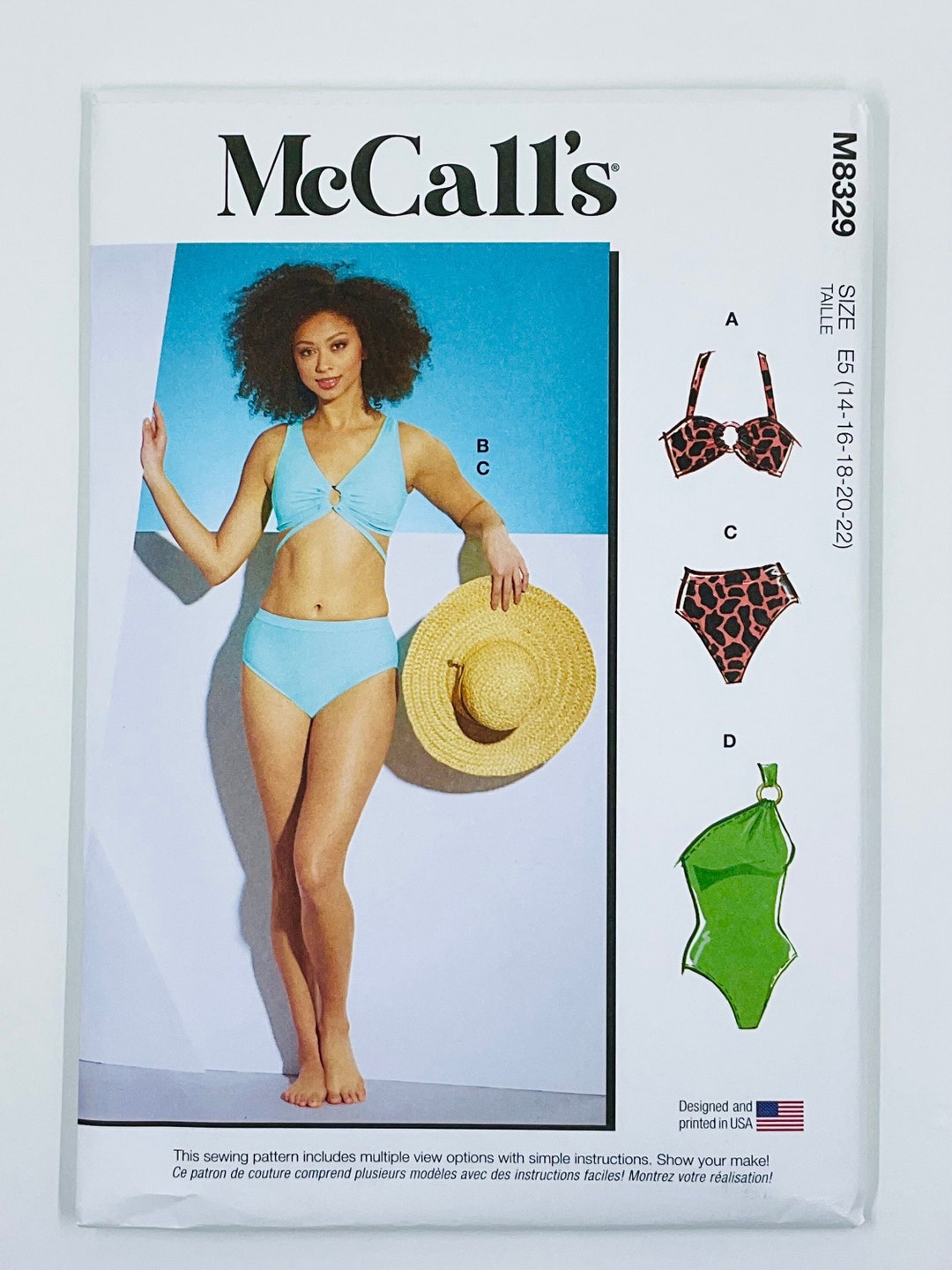 Mccall's 8329 Swimsuit Sewing Pattern for Women, Bikini Sewing Pattern, One Piece Swimwear, Two ...