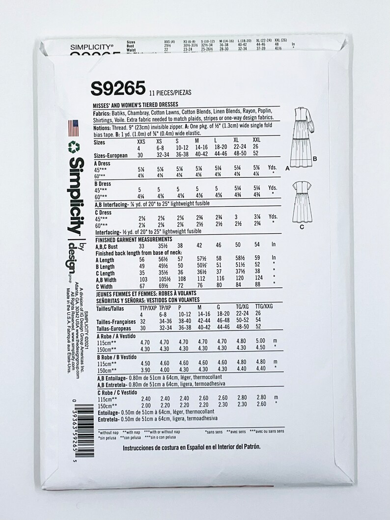 Simplicity 9265 Summer Dress Sewing Pattern for Women, Women's Tiered ...