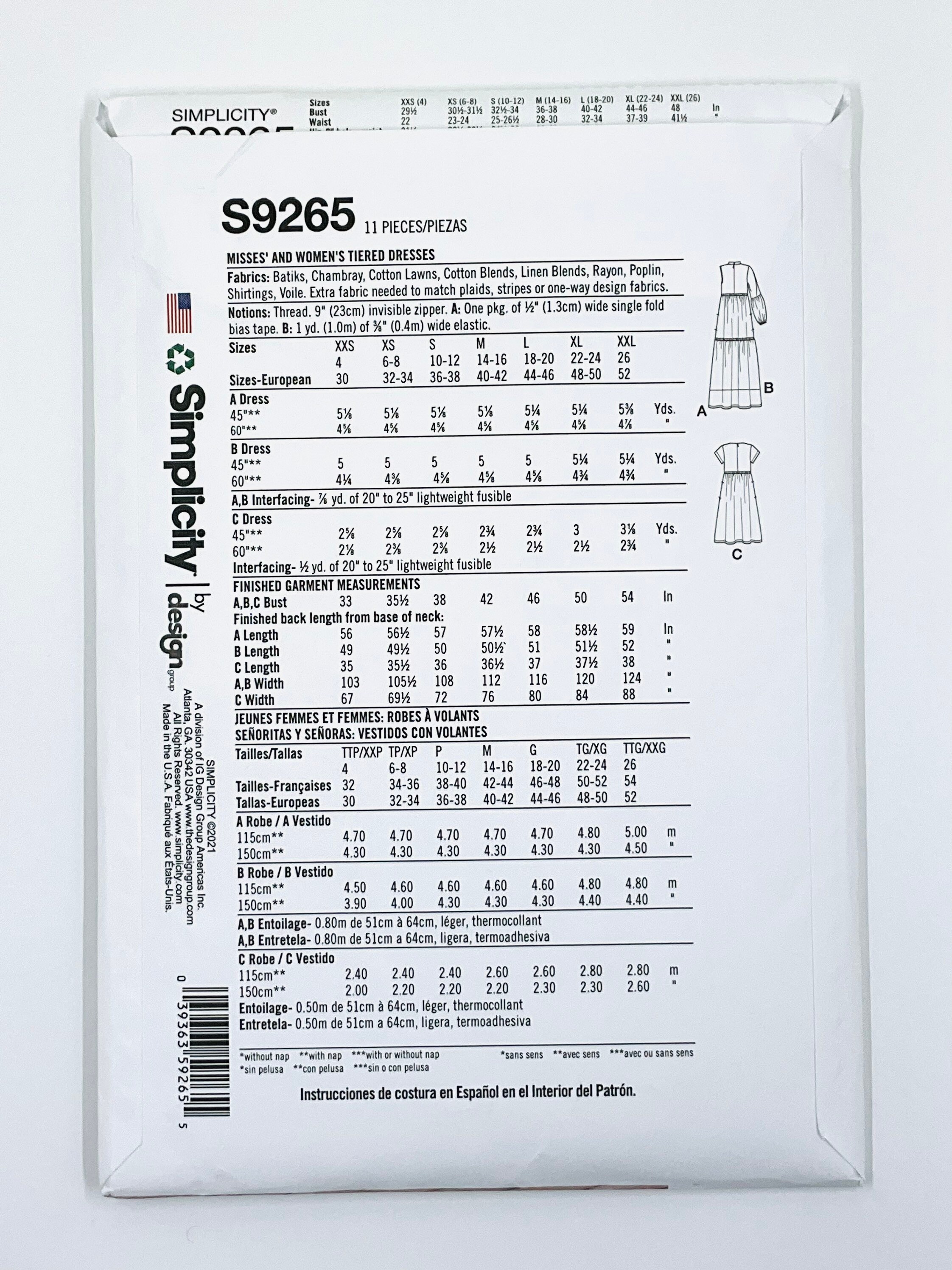 Simplicity 9265 Summer Dress Sewing Pattern for Women, Women's Tiered ...