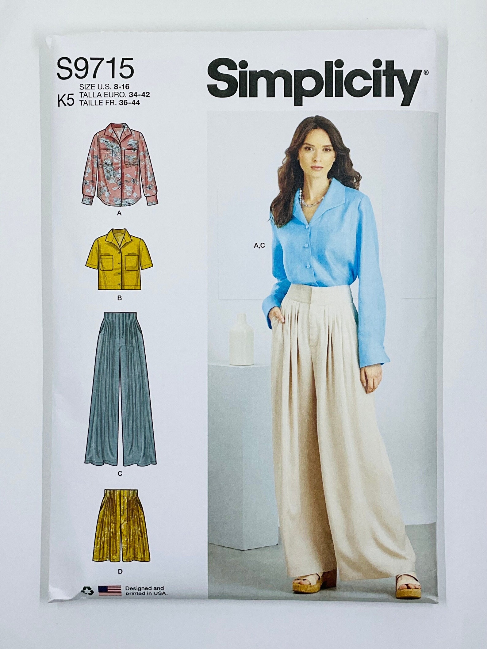 Simplicity 9715 High Waisted, Wide-leg Pants Sewing Pattern for Women ...
