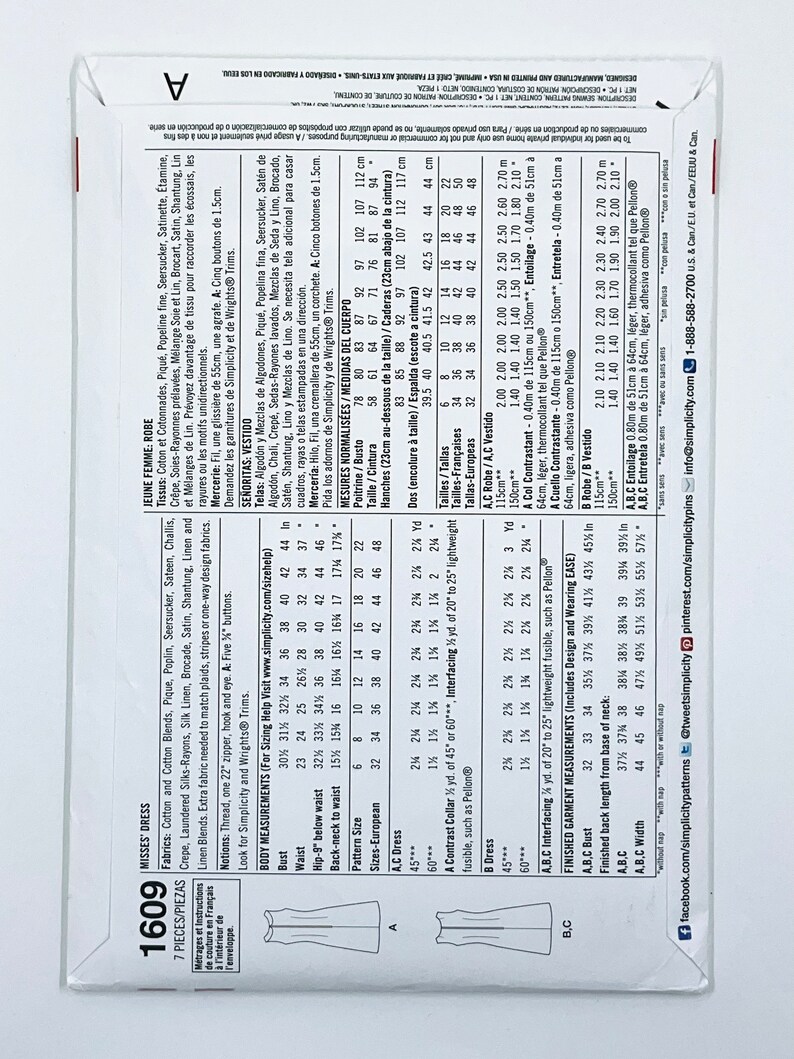 Simplicity 1609 Sewing Pattern - S1609 Misses' Jiffy Pattern, Vintage ...