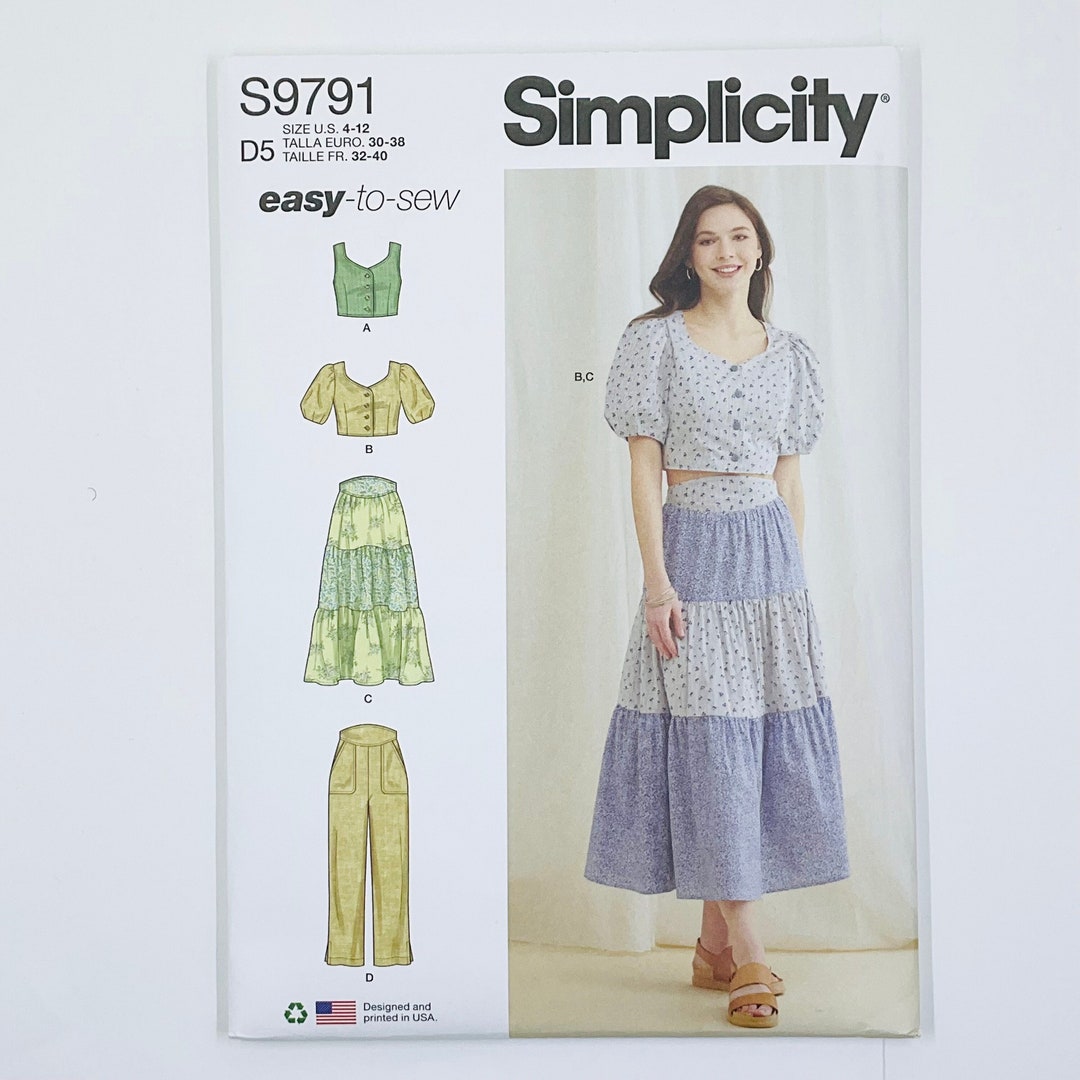 Simplicity 9791 Easy Wardrobe Sewing Pattern for Women, Cropped Button ...