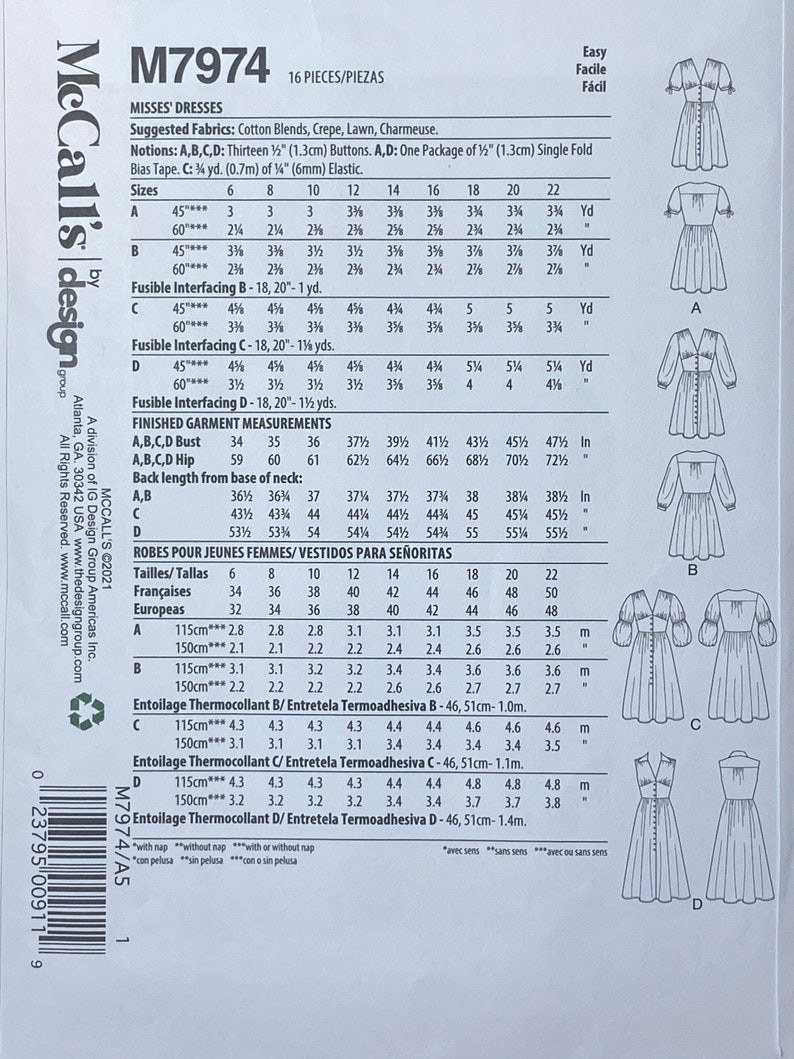 Mccall's 7974 Sewing Pattern M7974 Misses' Buttoned - Etsy