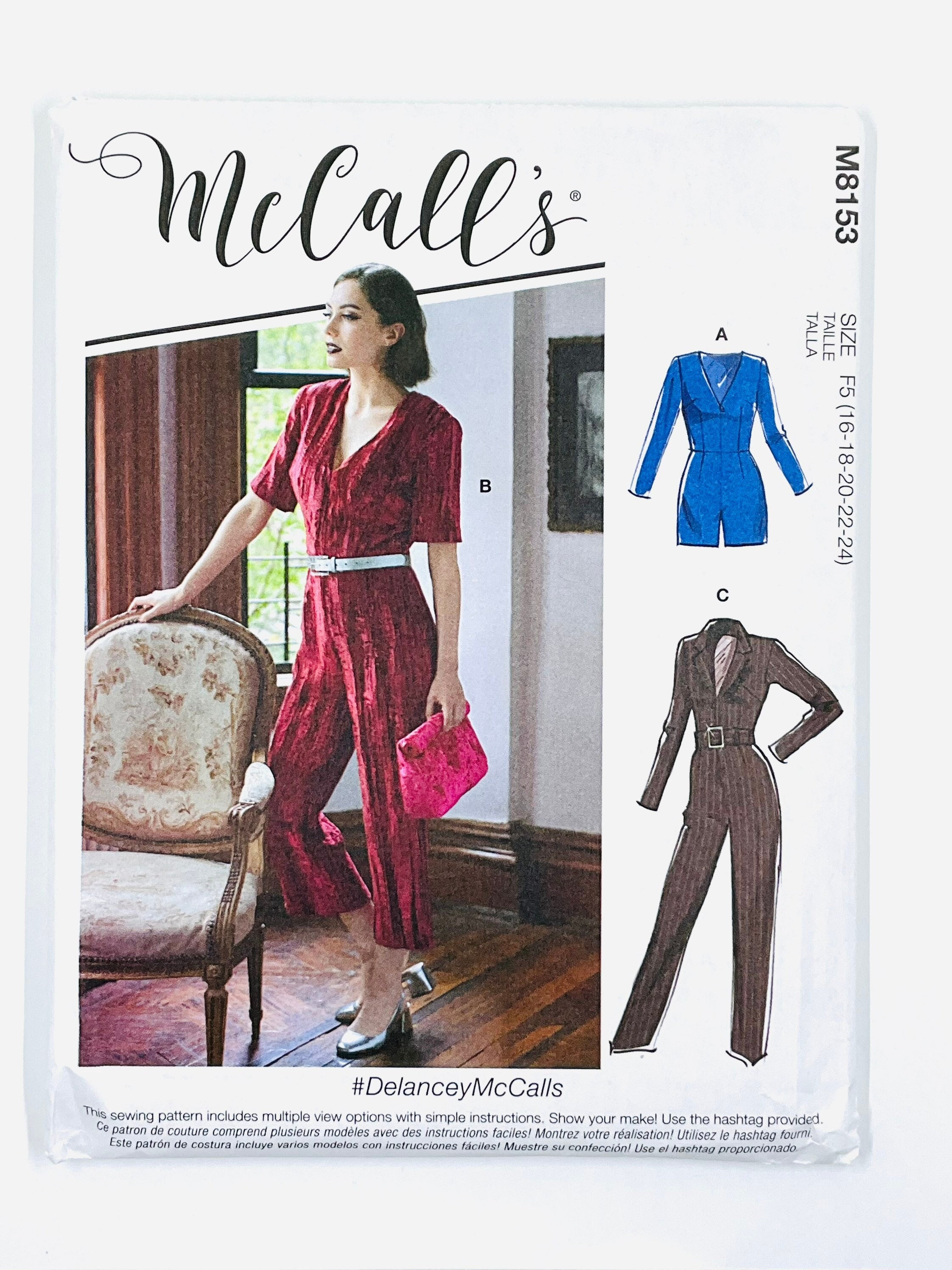 Mccall's 8153 Jumpsuit Sewing Pattern for Women, Fitted Romper Sewing Pattern, Short and Pant ...