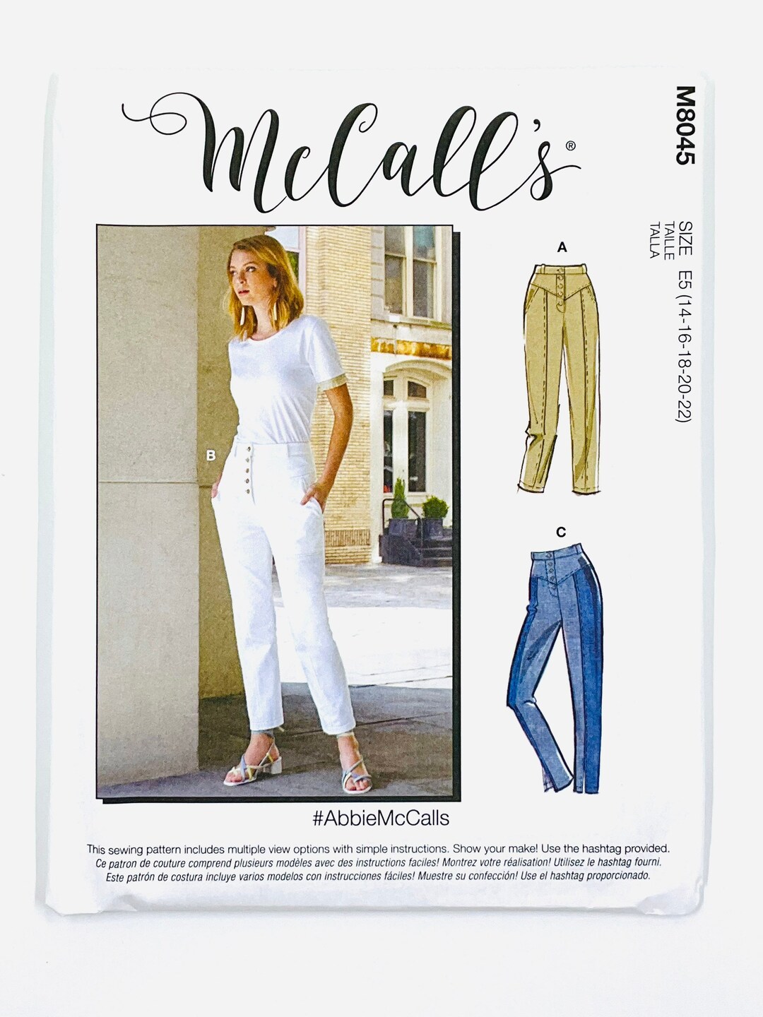 Mccall's 8045 Women's Pants Sewing Pattern, Button Front Pants Sewing ...